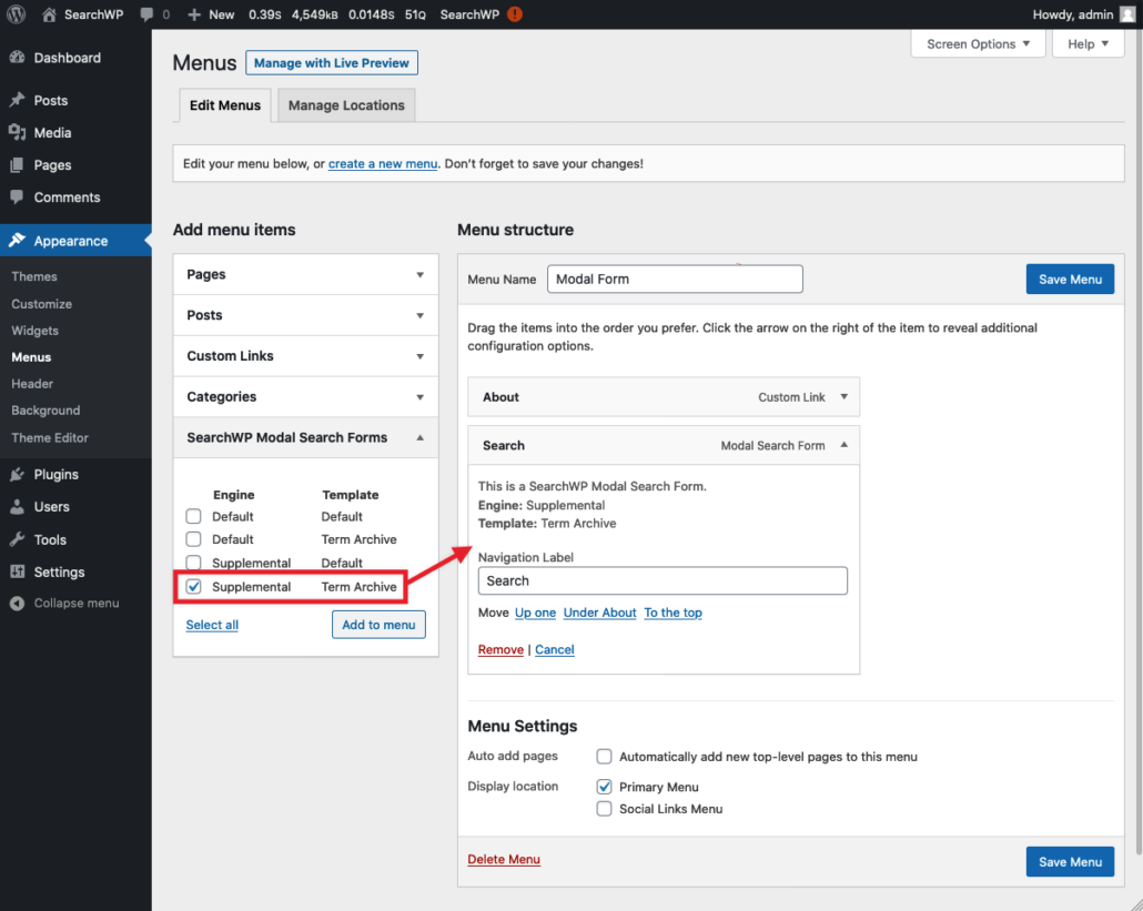 Integrating Modal Search Form and Term Archive Priority - SearchWP
